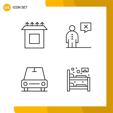 4 Icon Set Line Style Icon Pack Outline Symbols Isolated On White