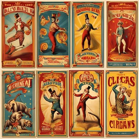 Premium Photo Vintage Circus Posters Advertising Acrobats Clowns And