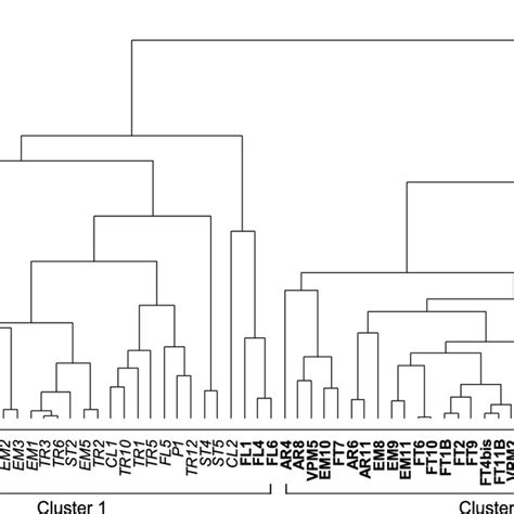 Dendrogram Obtained By Cluster Analysis Quadratic Euclidean Distance Download Scientific