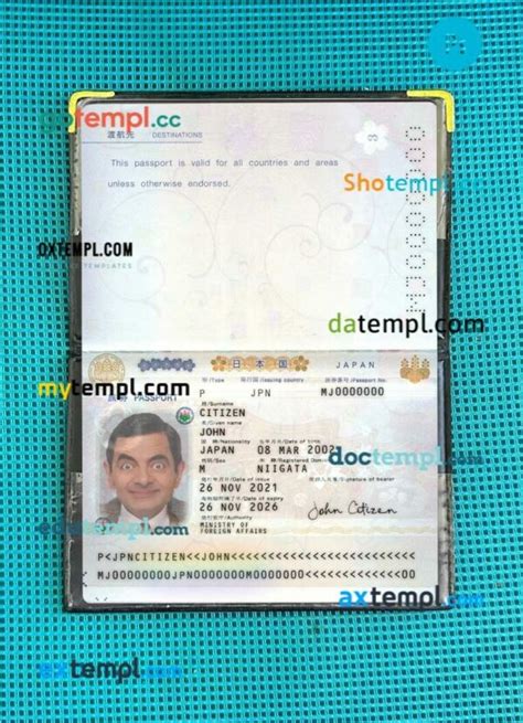 Japan Passport Editable Psd Files With Address Page Scan And Photo