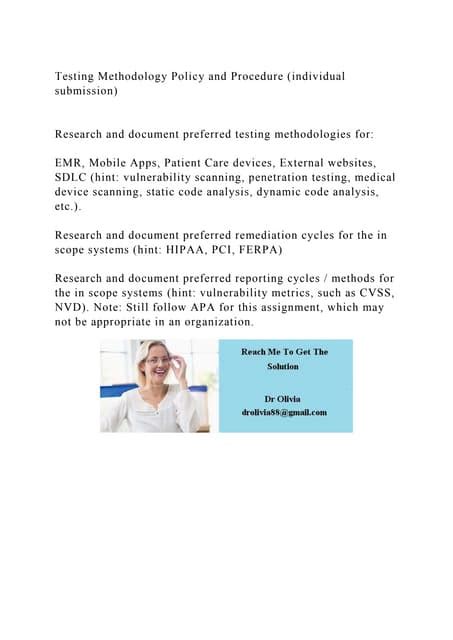 Testing Methodology Policy And Procedure Individual Submissiondocx