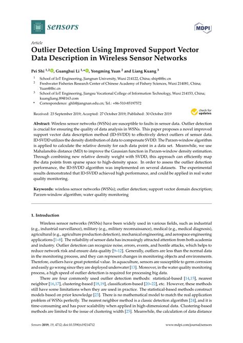 Pdf Outlier Detection Using Improved Support Vector Data Description In Wireless Sensor Networks