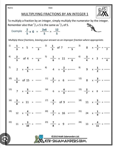 Namedatemultiplying Fractions By An Integer 1to Multiply A Fraction B Namedatemultiplying Fractions By An Integer 1to Multiply A Fraction B