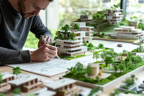 Sustainable Architect Designing A Green Building Premium Ai Generated Image