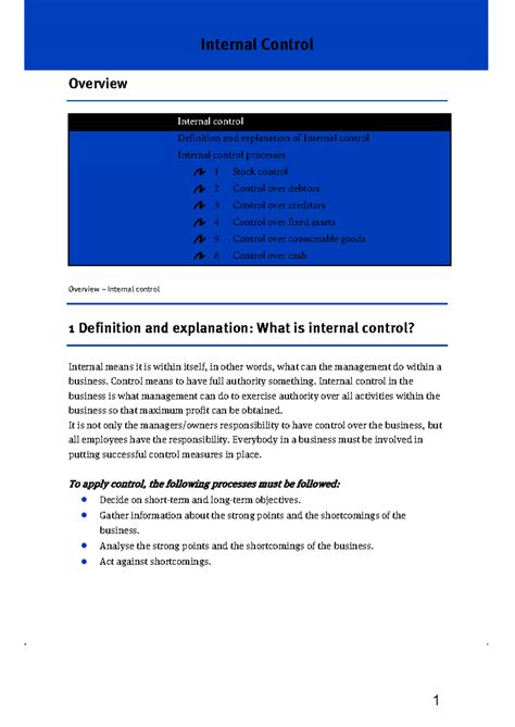 Internal Control Lecture Notes 2 Internal Control Overview Topic 4 Page 29 Internal Control