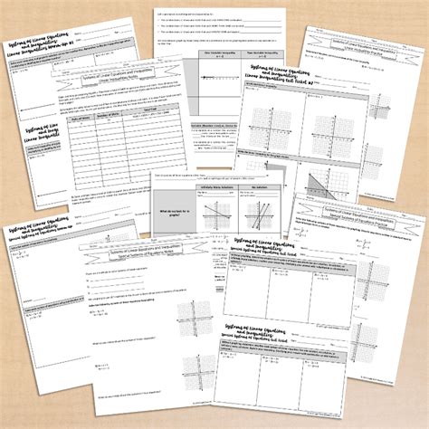 Systems Of Linear Equations And Inequalities Complete Unit Algebra 1 Unit 3 Editable Light
