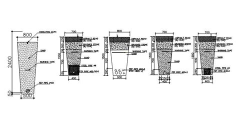 Cross Section Of Electric Manhole In Autocad 2d Drawi