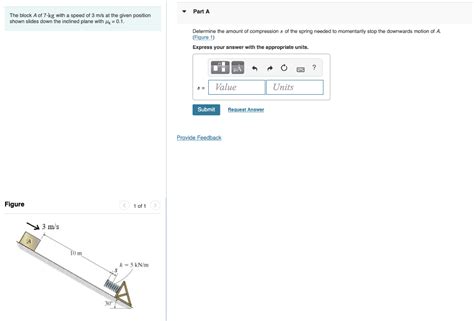 Solved Part A The Block A Of 7 Kg With A Speed Of 3 M S At Chegg Com