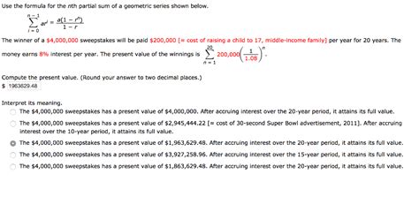 Solved Use The Formula For The Nth Partial Sum Of A