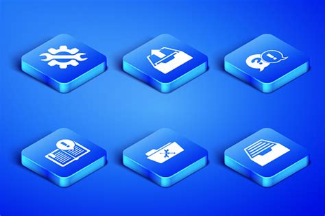 문서 렌치 및 기어 폴더 서비스 흥미로운 사실 받은 편지함 업로드 및 질문 느낌표로 서랍을 설정합니다 벡터 3차원 형태에 대한 스톡 벡터 아트 및 기타 이미지 Istock