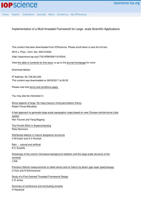 Pdf Implementation Of A Multi Threaded Framework For Large Scale Scientific Applications