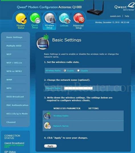 Setup Wifi On The Actiontec Q Qwest