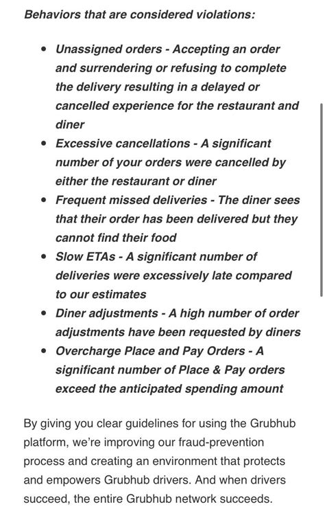 Violations Guidelines R Grubhubdrivers