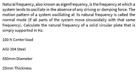 Solved Natural Frequency Also Known As Eigenfrequency Is