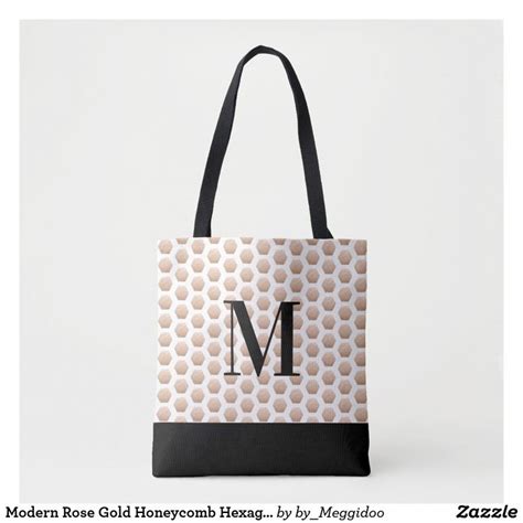 Modern Rose Gold Honeycomb Hexagon Pattern Custom Tote Bag Custom Tote Bags Bags Perfect