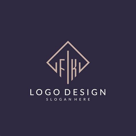 Fk Initial Monogram Logo With Rectangle Style Design 15549334 Vector