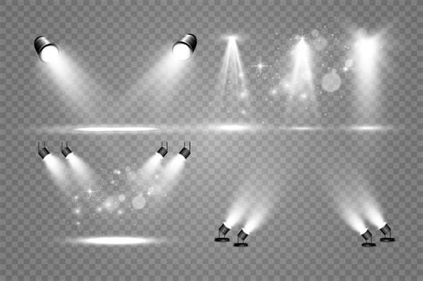 스포트 라이트 벡터 일러스트와 함께 흰색 장면 프리미엄 벡터