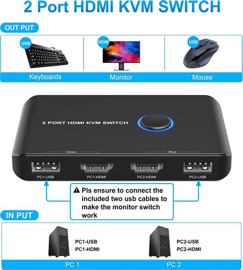 Buy KVM Switch HDMI 2 Port Box ABLEWE USB And HDMI Switch For 2