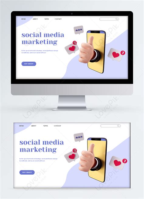 모바일 소셜 미디어 포스트 마케팅 서비스 웹 사이트 방문 페이지 Ui 디자인 이미지 사진 465501830 무료 다운로드