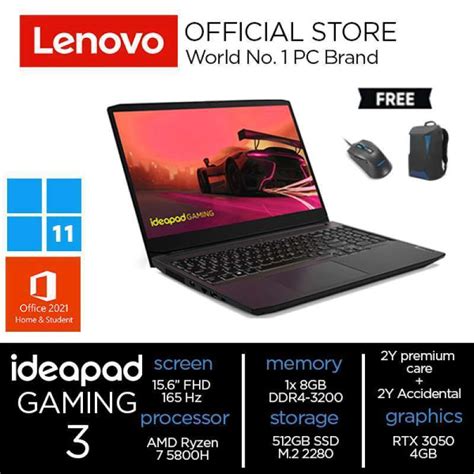 Jual Lenovo Ideapad Gaming 3 15ACH6 UYID Laptop Gaming AMD Ryzen 7 5800H 8GB 512GB SSD RTX3050