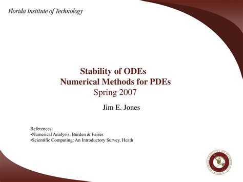 PPT Stability Of ODEs Numerical Methods For PDEs Spring PowerPoint Presentation ID