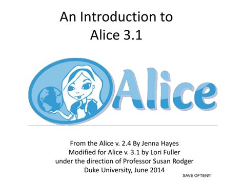 An Introduction To Alice 31