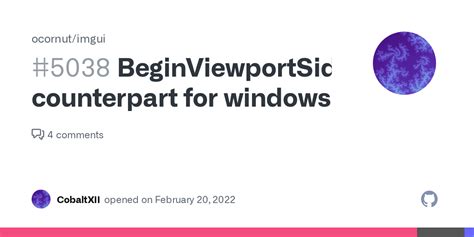Beginviewportsidebar Counterpart For Windows · Issue 5038 · Ocornutimgui · Github
