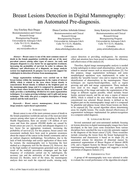 Pdf Breast Lesions Detection In Digital Mammography An Automated Pre Diagnosis