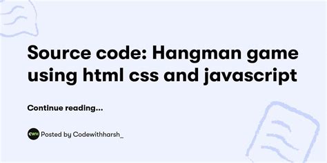 Source Code Hangman Game Using Html Css And Javascript — Codewithharsh Buymeacoffee