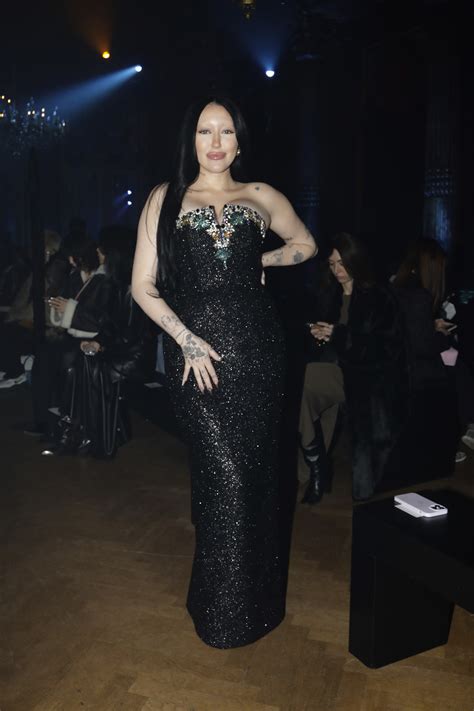 Noah Cyrus Covers Breasts With Couture Chain At Paris Fashion Week
