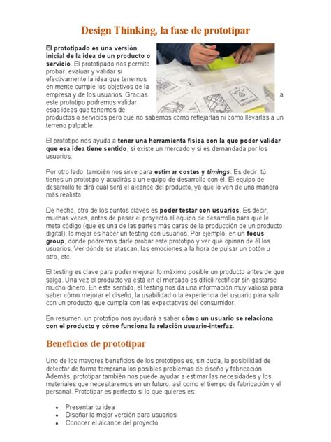 Design Thinking Pdf Producto Negocio Usabilidad