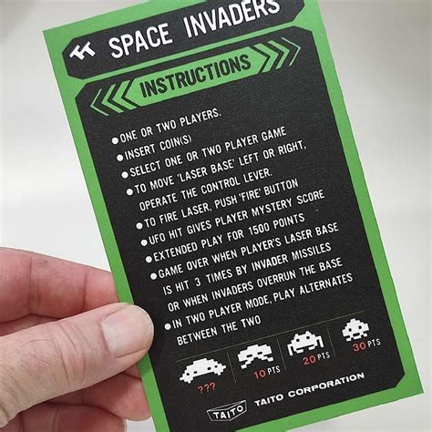 Space Invaders Instruction Card Retro Game Signs