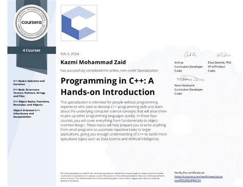 Kazmi Mohammad Zaid On Linkedin Successfully Completed Programming In