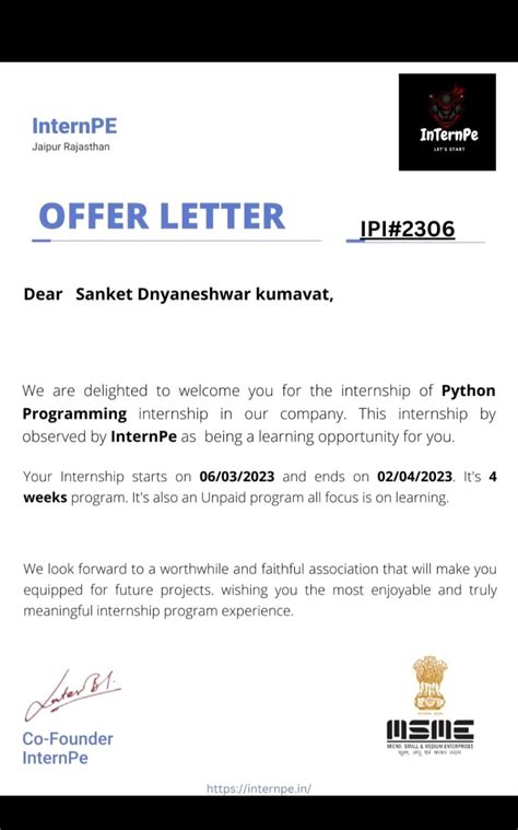 Sanket Kumavat On Linkedin Opportunity Like Developer Python Internship