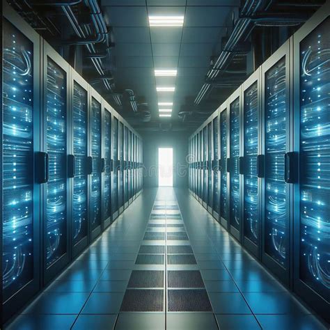Server Room With Racks Data Center For Data Processing Cloud And Network Security Stock
