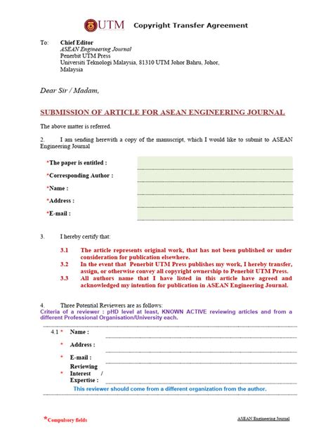 Aej Copyright Transfer Agreement Normal Issue Pdf Civil Law Common