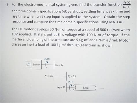 Solved For The Electro Mechanical System Given Find The Chegg