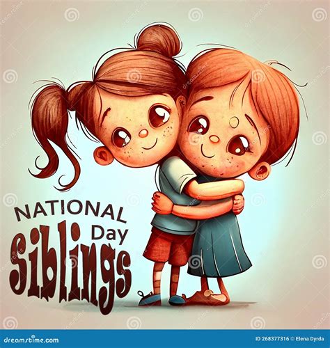 Cheerful Ai Generated Illustration Celebrating National Siblings Day Depicting Siblings Stock
