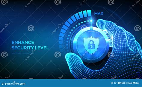 Cyber Security Levels Knob Button Increasing Data Protection Level