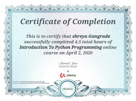 Shreya Gangrade On Linkedin Udemy Pythonprogramming Onlinecourse