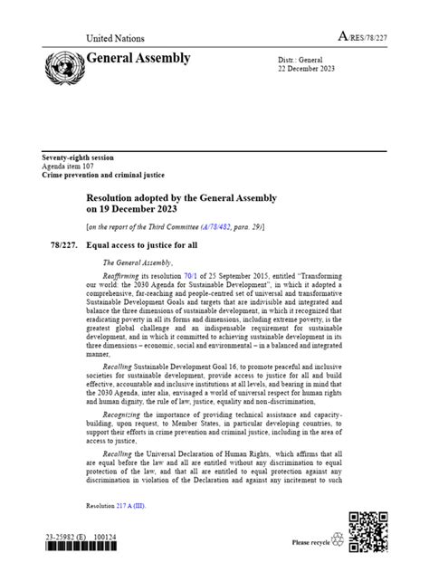 Unga Resolution Equal Justice For All Pdf Crime And Violence Crimes