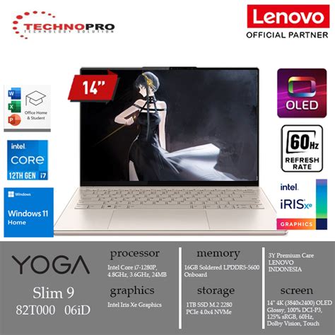 Jual Lenovo Yoga Slim I Iap Id I P Gb Tbssd Irisxe W Ohs Wquxga Touch K