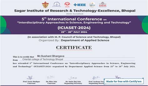 Shri Sushant Bhargava On Linkedin International Conference Sage University Bhopal