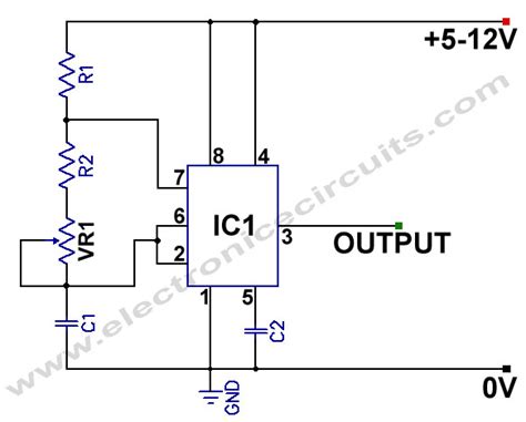 555 Variable Frequency Square Wave Generator Electronic Circuits