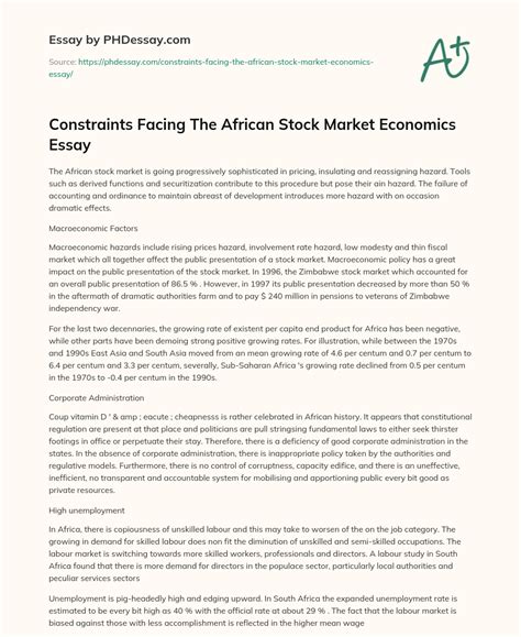 Constraints Facing The African Stock Market Economics Essay PHDessay Com