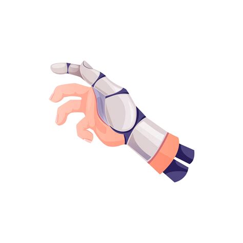 Human Hand With Fingers Robotic Prosthesis Disabled Limb Isolated Cartoon Icon Vector Robot