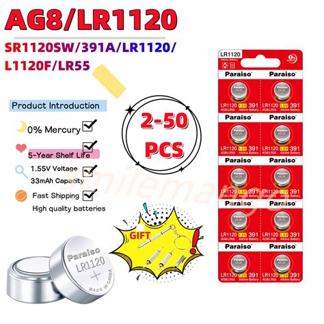 New-High-Capacity-1-55V-AG8-LR1120-391-SR1120-R1120W-CX191-Button ...