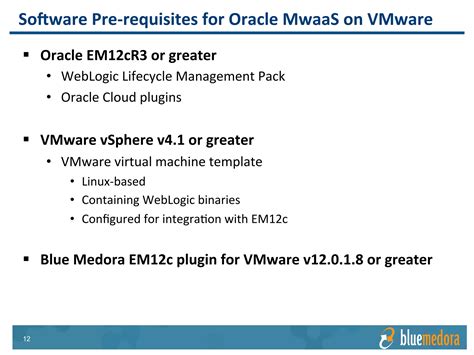 enabling oracle em12c based mwaas on vmware with the blue medora plugin for vmware ppt