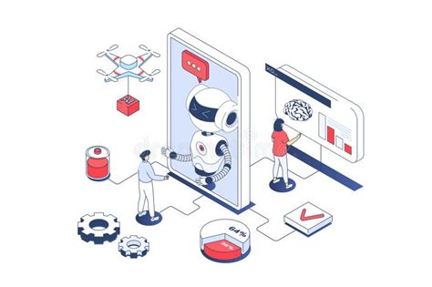 Artificial Intelligence Concept In 3d Isometric Design Engineers