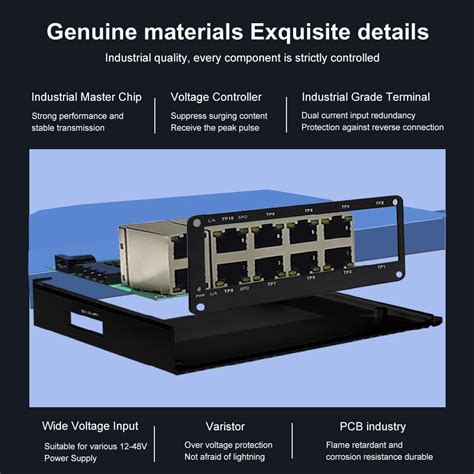 Getuscart Mini Industrial Switch 10 Ports Gigabit Switch Hardened 10 Port Rj45 10 100 1000mbps